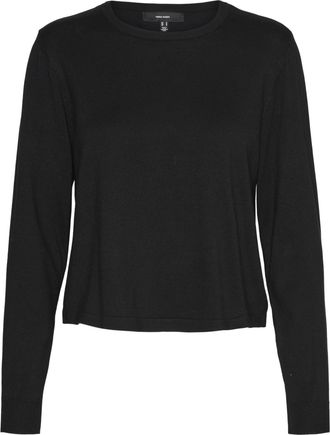 Vero Moda Tall Damen VMSILJE LS O-Neck Short GA TLL Pullover, Black, S Tall