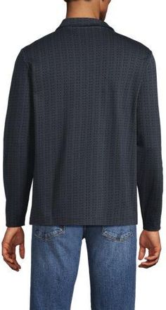 Lands End Supima Langarm-Poloshirt mit offenem Kragen, Herren, Gr&ouml;&szlig;e:44-46 regular, Blau, Baumwolle, by Lands End