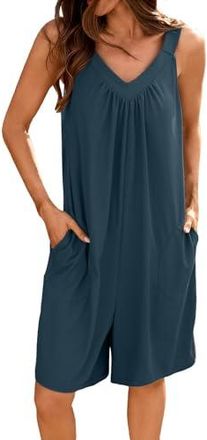 Generic Body court sans manches pour femme - Barboteuse d&eacute;t&eacute; pour femmes grande taille - Salopette ample short combinaison grande taille combinaison d&eacute;t&eacute; tout