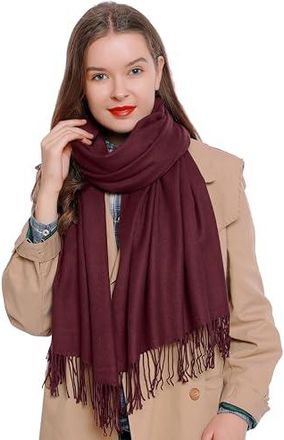 DonDon &Eacute;charpe femme hiver chaud et douce Ch&acirc;le Etole Foulard 185 x 65 cm - Bordeaux