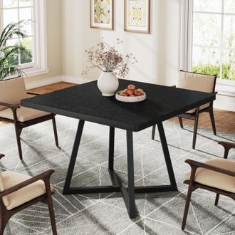 Tribesigns Tribesigns Quadratischer Esstisch f&uuml;r 4, 80 cm, industrieller Esstisch mit Metallfu&szlig;, Holz-K&uuml;chentisch f&uuml;r Esszimmer, kleiner Raum, Wohnung, Schwarz