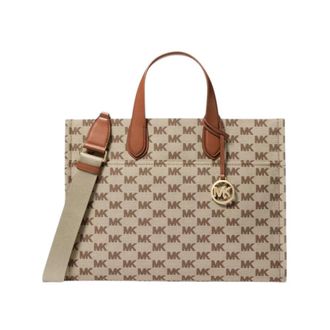 Michael Kors Gigi Gro&szlig;e Logo Jacquard Tote Bag - - Bags - Damen - Beige - ONE SIZE