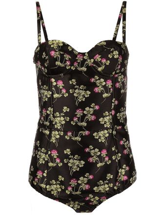 Red Valentino body &agrave; fleurs - Noir