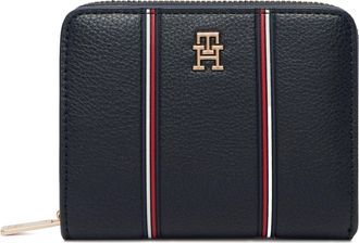 Tommy Hilfiger Geldb&ouml;rse Tommy Hilfiger Th Icon Med Za W/Flap Corp AW0AW18653 Dunkelblau