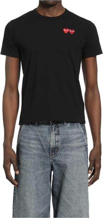 Comme Des Gar&ccedil;ons Homme, Tops, Noir, Taille: S Double Heart Cotton T-Shirt