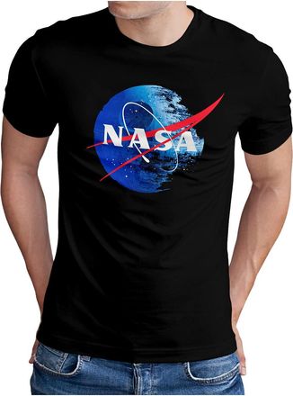 OM3 NASA-Empire T-Shirt - Herren - Death Star Todesstern Weltraum Film Fan - Schwarz, XXL
