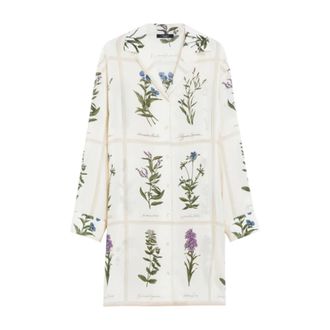 Max Mara Femme, Robes, Blanc, Taille: 44 FR Robe-chemise en soie imprim&eacute;e