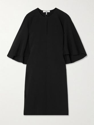 Chlo&eacute; Minikleid Aus Cr&ecirc;pe Mit Cape-effekt - Schwarz