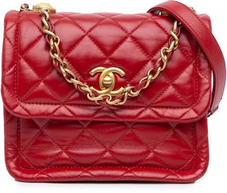 Chanel Hobo Bags - Mini Quilted Lambskin Soft Square Flap - Gr. unisize - in Rot - f&uuml;r Damen