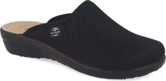 FLY FLOT Anoia, Damen-Hausschuhe aus elastischem Netz, atmungsaktiv, Fresh, gepolsterte Einlegesohle aus Leder, Schwarz, 37 Schiebe-Sandalen, EU