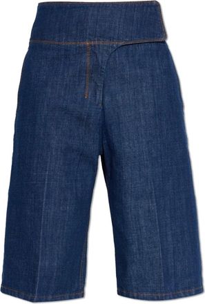 Ami Femme, Shorts, Bleu, Taille: W26 Short Bermuda Ceintur&eacute; Envelopp&eacute;