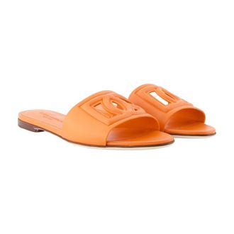 Dolce & Gabbana Womens Bianca Sandals - Dolce&gabbana Leather Orange Calfskin Shoes
