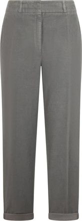 PESERICO Femme, Pantalons, Gris, Taille: 48 FR Pantalon Cropped en Velours C&ocirc;tel&eacute;
