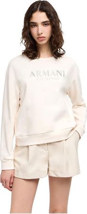 A|X Armani Exchange Womens Arte Sella, sustainable, shiny logo lettering, Sweatshirt, White, XS