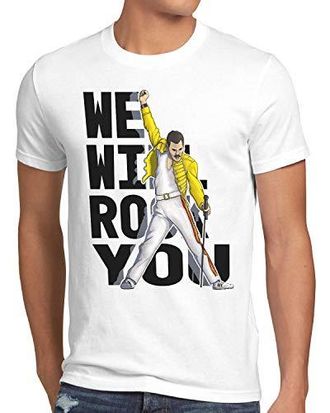 style3 Rock You T-Shirt Homme Freddie Live Festival You, Taille:XL, Couleur:Blanc