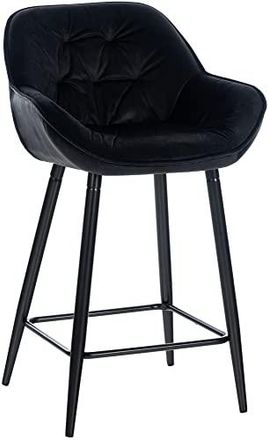 Clp Tabouret De Bar Gibson en Velours Ou Tissu I Chaise Haute avec Pieds en Metal I Assise Rembour&eacute;e, Couleur:Noir, Mat&eacute;riel:Velours