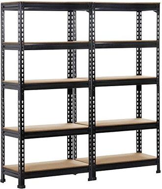 Yaheetech 2 x Etag&egrave;res de Rangement 150 x 70 x 30 cm &Eacute;tag&egrave;re Metallique Atelier/Garage/Cuisine Charge Lourde 150 kg par Niveau sans Boulons Noir