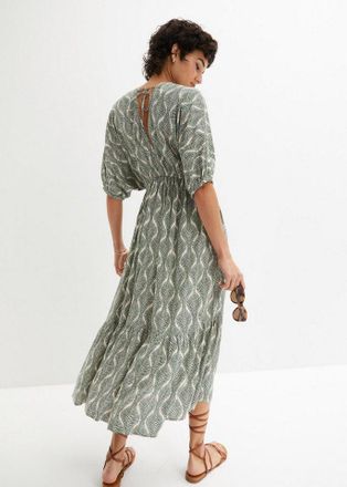 Bonprix Midikleid aus Viskose, ausgestellte Passform, mit Fledermaus&auml;rmeln