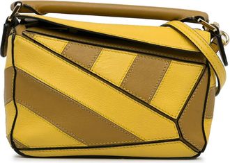 Loewe Hobo Bags - Mini Calfskin Puzzle Rugby Stripe Satchel - Gr. unisize - in Gelb - für Damen