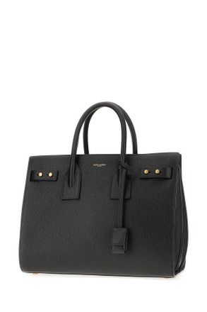 Saint Laurent Womens Sac De Jour Top Handle Bag Black Calf Leather