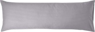 Homescapes 2er-Set Damast Kissenbezug für Seitenschläferkissen 50x140 cm Silbergrau mit Satin-Streifen, 100% ägyptische Baumwolle