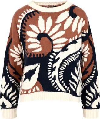 Max Mara Femme, Pulls, Multicolore, Taille: 40 FR Pull Ras du Cou en Coton &agrave; Motifs