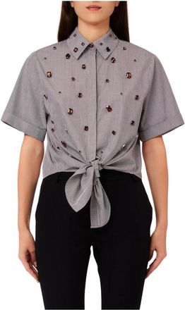 Liu Jo Femme, Blouses et Chemises, Brun, Taille: 36 FR Studded Check Shirt