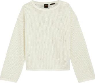 HUGO BOSS Pullover aus Baumwolle mit Lochstrick - - Knitwear - Damen - Beige - XL