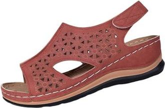 Generic Ladeis Sandales compens&eacute;es respirantes et d&eacute;contract&eacute;es - Couleur unie - &Eacute;l&eacute;gantes et l&eacute;g&egrave;res - Sandales orthop&eacute;diques confortables avec sangle - Pour