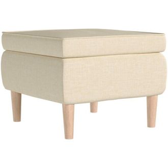 vidaXL Hocker mit Holzbeinen Creme Stoff Vidaxl