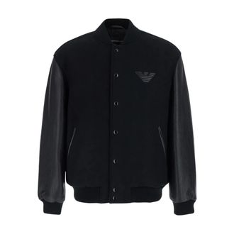 Emporio Armani Woll-Leder-&Auml;rmel-Jacke - - Jackets - Herren - Schwarzk - S
