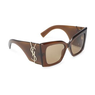 Saint Laurent Rechteckige Sonnenbrille aus Acetat - - Accessories - Damen - Braun - ONE SIZE