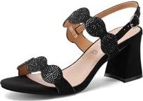 Queen Helena Sandales &eacute;l&eacute;gantes avec strass Chaussures ouvertes avec talon moyen femme ZM9637, Noir, 36 EU