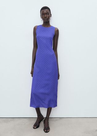 Mango Polka-Dot-Kleid mit Schleife blau - Damen - XS - MANGO