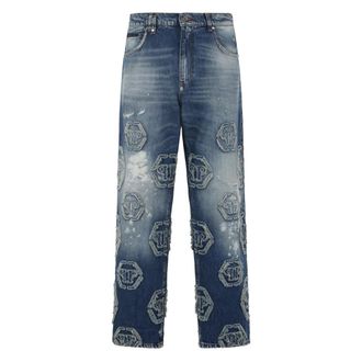 Philipp Plein Homme, Jeans, Bleu, Taille: W28 Beach Boy Jeans Raw Edge Monogram