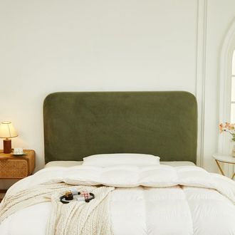 Generic Samt minimalistisch Bettkopfteil Bezug dehnbar Kopfteil Bezug weich Schlafzimmerdekoration Gr&uuml;n Kopfteil f&uuml;r kalifornisches Kingsize-Kingsize-Bett 71-