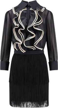 Elisabetta Franchi Georgette-Kleid - - Dresses - Damen - Schwarzk - S