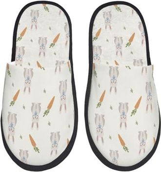 Generic Imprim&eacute; Lapin R&eacute;tro Pantoufles En Peluche Confort Pantoufles Moelleuses Maison Slippers Pour Int&eacute;rieur Homme Ext&eacute;rieur M