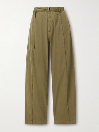 Co Pantalon Droit En Coton À Ceinture - Vert