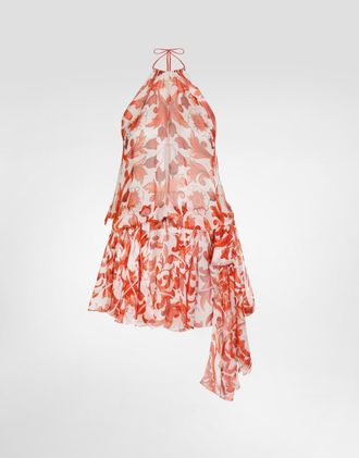 Dolce & Gabbana Kleid Aus Chiffon Mit Majolika-print, Kurz - Frau Kleider Mehrfarbig 42