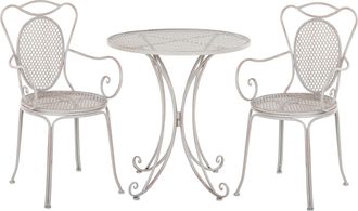 Beliani Garten Bistro Set Balkonset Balkonmöbel 2er Set grau Metall Cilento
