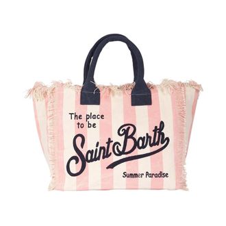 MC2 Saint Barth Femme, Sacs, Rose, Taille: ONE Size Sac de Plage Rose &agrave; Rayures avec Franges