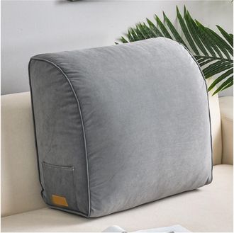 Generic Keilkissen - Dreieckiges R&uuml;ckenlehnenkissen F&uuml;r Bett & Sofa, Lesest&uuml;tzkissen, Ergonomische R&uuml;ckenlehne, Abnehmbarer, Waschbarer Bezug,Dark Gray,50x35x