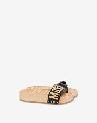 Moschino Sandales en cuir de veau et bois - Noir