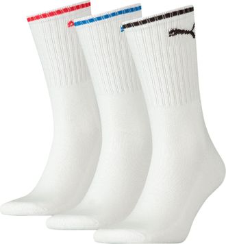 Puma Sport Crew Stripe Socken 3er-Pack, Kleidung, Wei&szlig;, 35-38