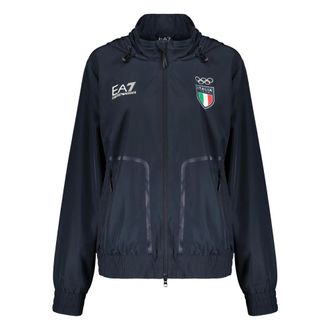 Emporio Armani Bomber L&eacute;g&egrave;re avec Logo - Femme - Vestes - Bleu - Taille: 46 FR
