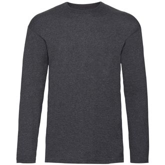 Fruit Of The Loom Langarmshirt Valueweight Longsleeve T, Farbe:dunkelgrau meliert, Gr&ouml;&szlig;e:XL