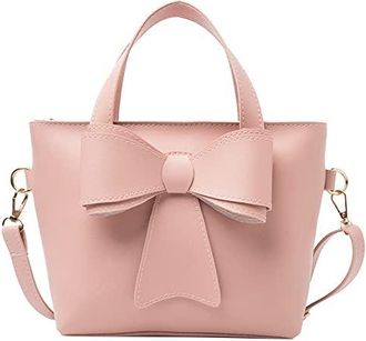 Generic Sac fourre-tout en cuir avec fermeture &eacute;clair pour femme, sac &agrave; main tendance avec noeud papillon et poign&eacute;e sur le dessus, rose, Medium