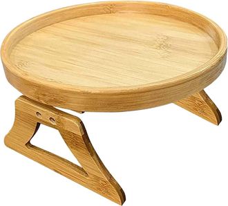 DOITOOL Sofa Armlehnen Tablett Holz Rund Faltbar Couch Beistelltisch Snacktablett Getr&auml;nkeablage Armlehnen Organizer f&uuml;r Wohnzimmer und Sofa
