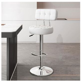 Generic H&ouml;henverstellbarer Drehhocker mit R&uuml;ckenlehne, K&uuml;chenstuhl Aus Pu-Kunstleder f&uuml;r K&uuml;chentheke, Essbereich, 60-80 cm